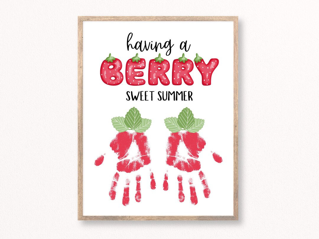 Strawberry Summer Handprint, Summer Handprint Art, Strawberry Handprint ...