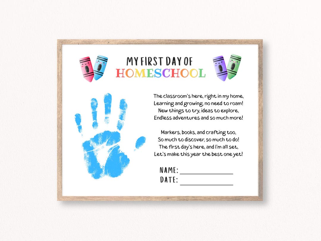 First Day of Homeschool Handprint Poem, 1st Day of School Handprint ...