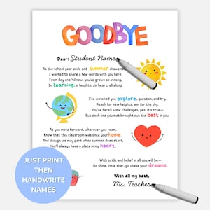 End of Year Poem From Teacher, End of Year Letter to Students, End of ...