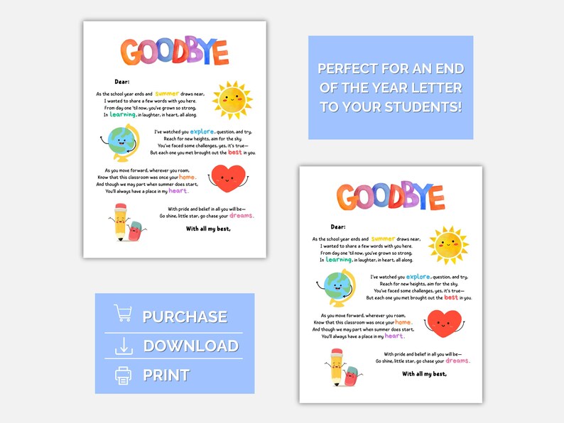 End of Year Poem From Teacher, End of Year Letter to Students, End of ...