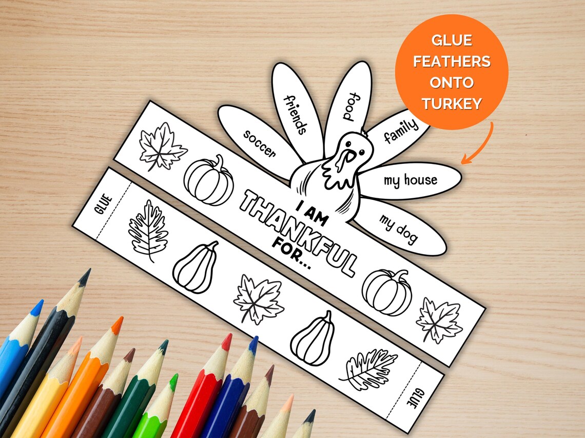 Thanksgiving Coloring Crown, Thanksgiving Preschool Craft, Thankful ...