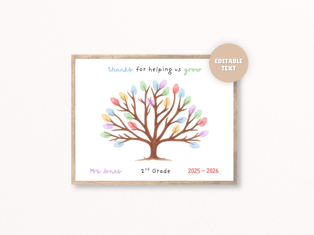 Editable Teacher Appreciation Fingerprint Gift, Daycare Appreciation ...
