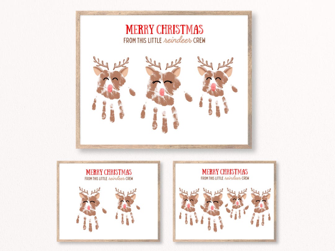 Reindeer Handprint Craft From Multiple Kids, Christmas Handprint Art ...