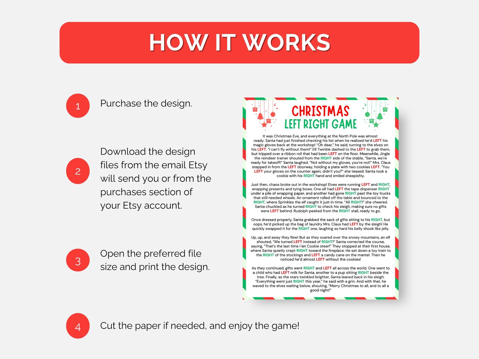 Christmas Left Right Game, Group Christmas Game, Family Friendly ...