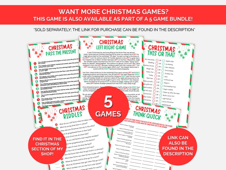 Christmas Left Right Game, Group Christmas Game, Family Friendly ...