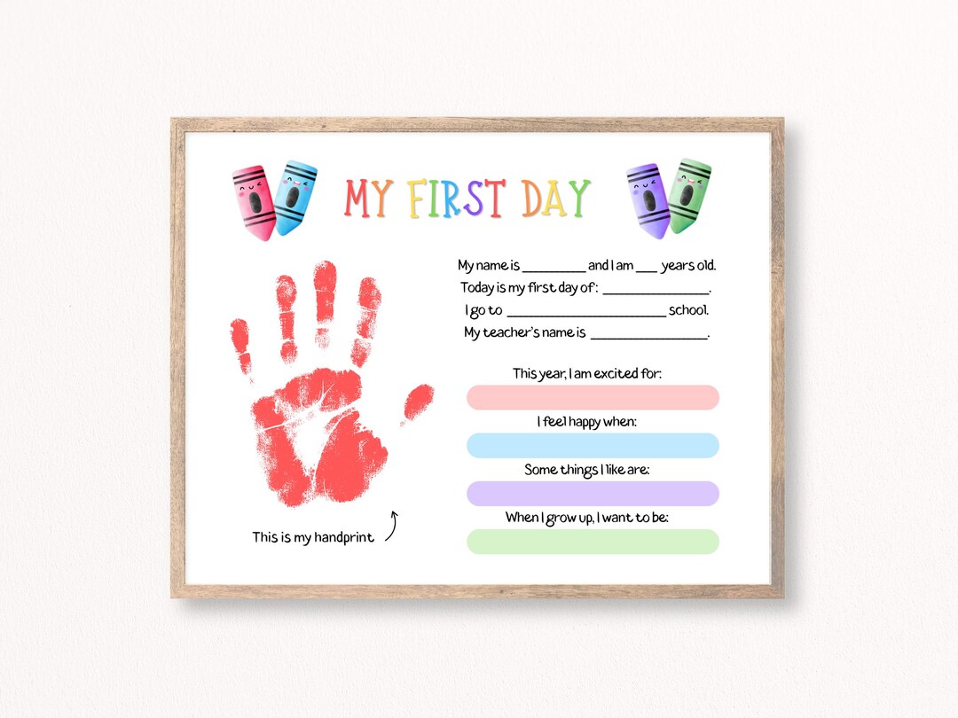 First Day All About Me, 1st Day of School Handprint, All About Me Back ...