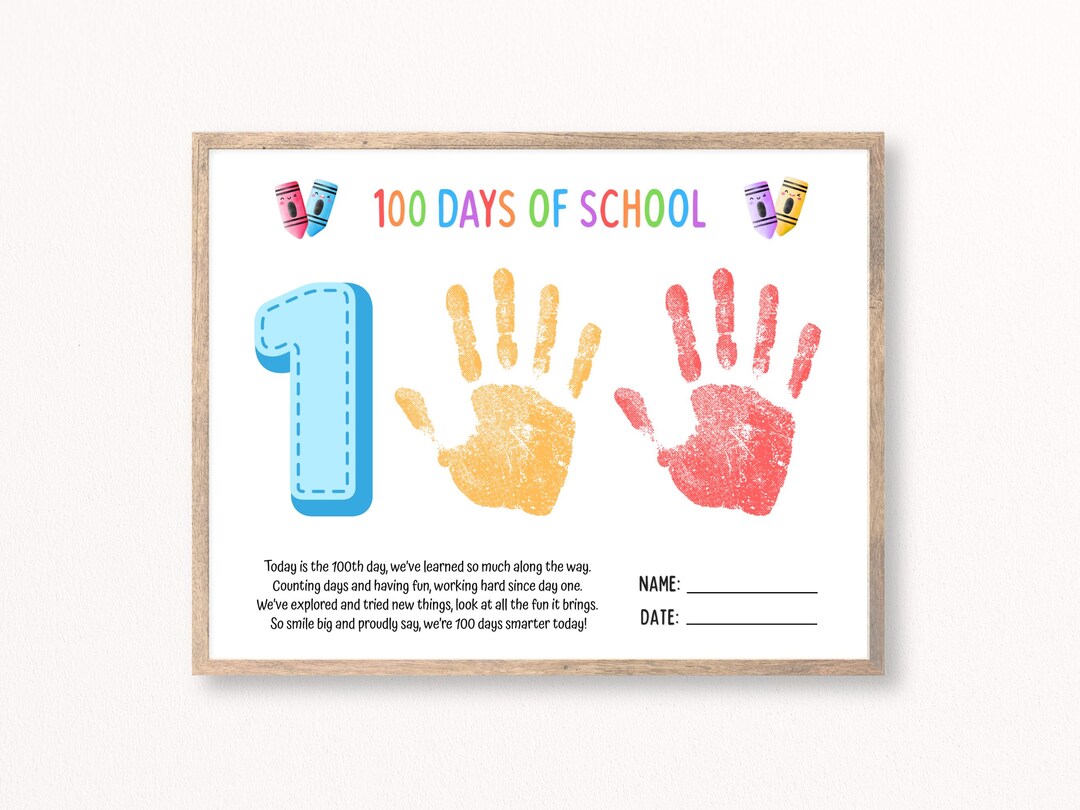 100 Days of School Handprint Poem Craft, 100 Days Celebration, School ...
