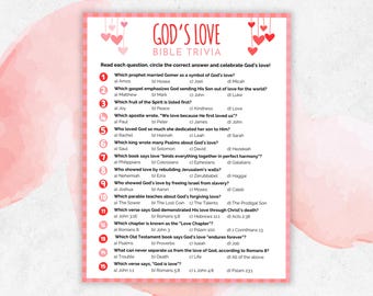 God's Love Bible Trivia, Valentines Day Bible Activity, Christian ...
