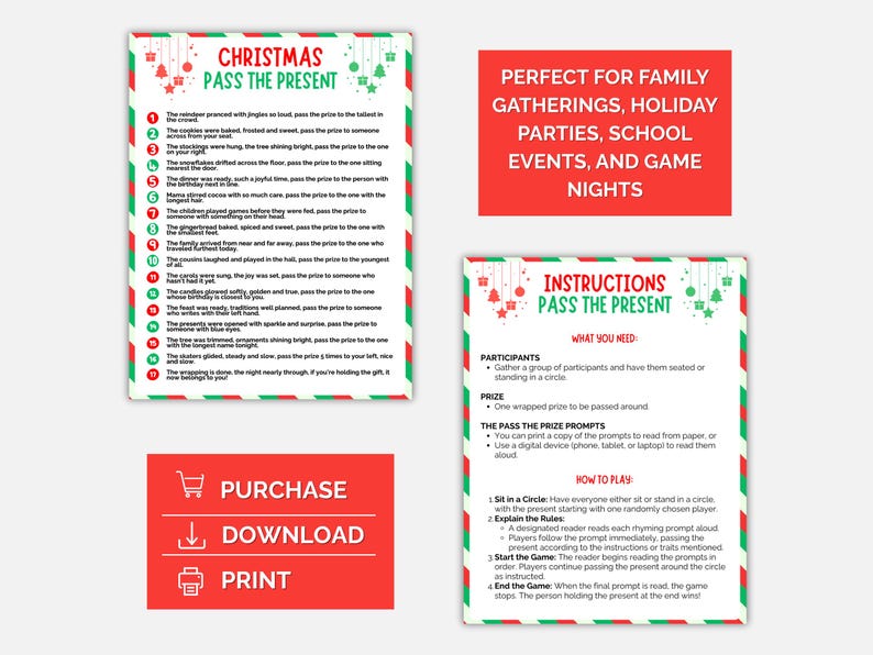 Christmas Pass the Present Game, Group Christmas Game, Family Friendly ...
