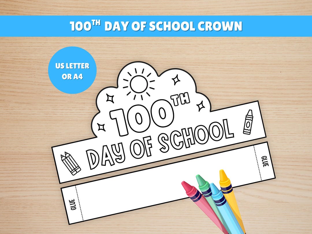 100th Day of School Coloring Crown, Kids Crown Coloring, 100 Days ...