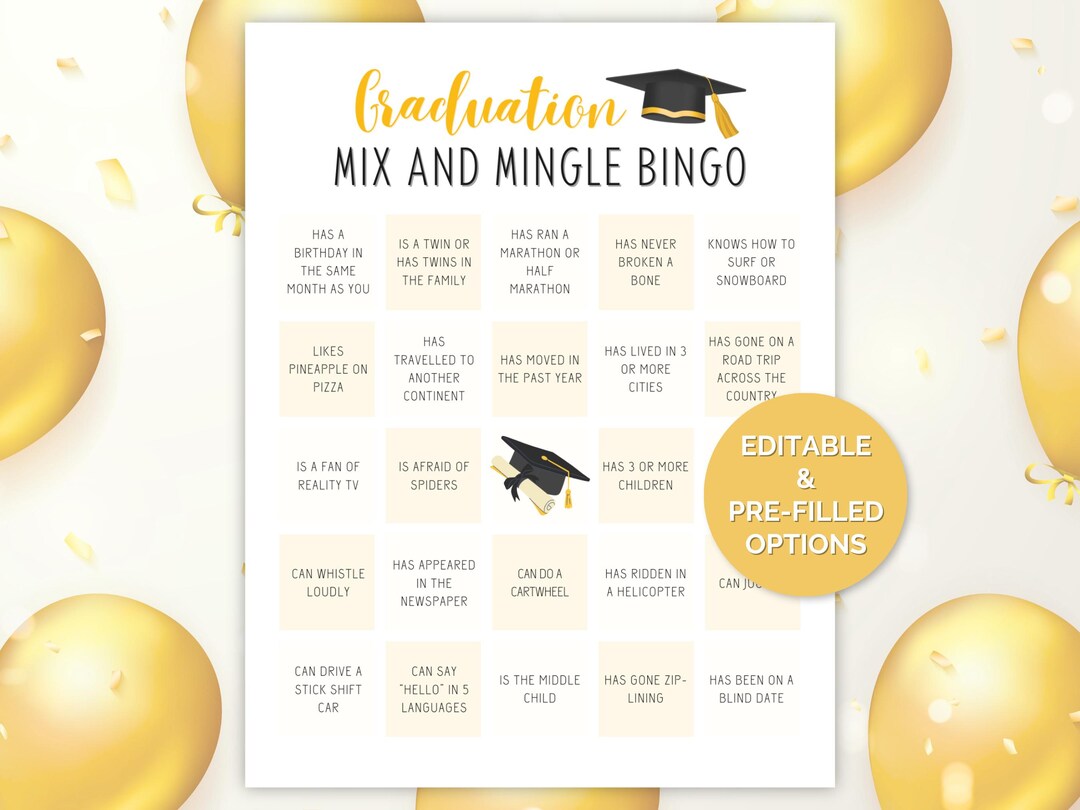 Graduation Bingo, Graduation Activity, Graduate Games, Graduation Party ...