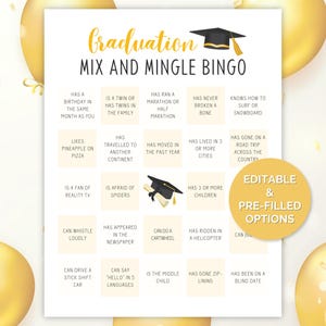 Graduation Bingo, Graduation Activity, Graduate Games, Graduation Party ...