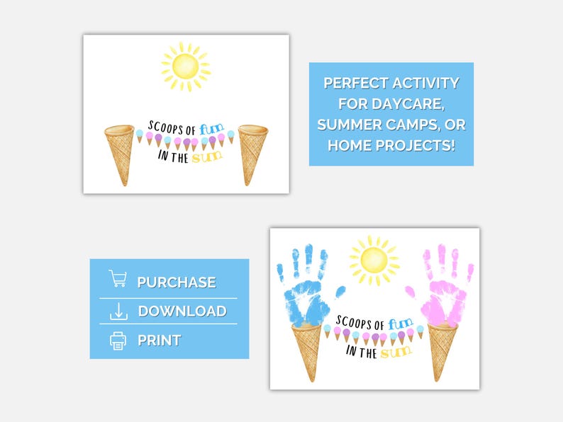 Ice Cream Summer Handprint, Summer Handprint Art, Ice Cream Activity ...