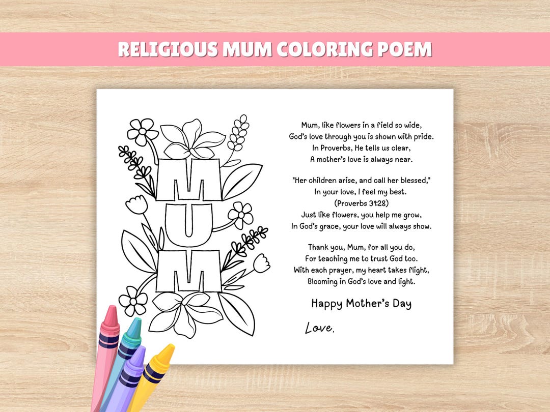 Mothers Day Sunday School Craft, Poem Card for Mum, Mothers Day Bible ...