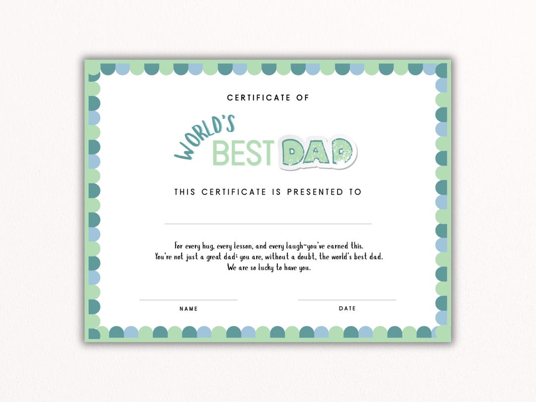 Worlds Best Dad Certificate, Dad Gift From Kids, Fathers Day Craft ...