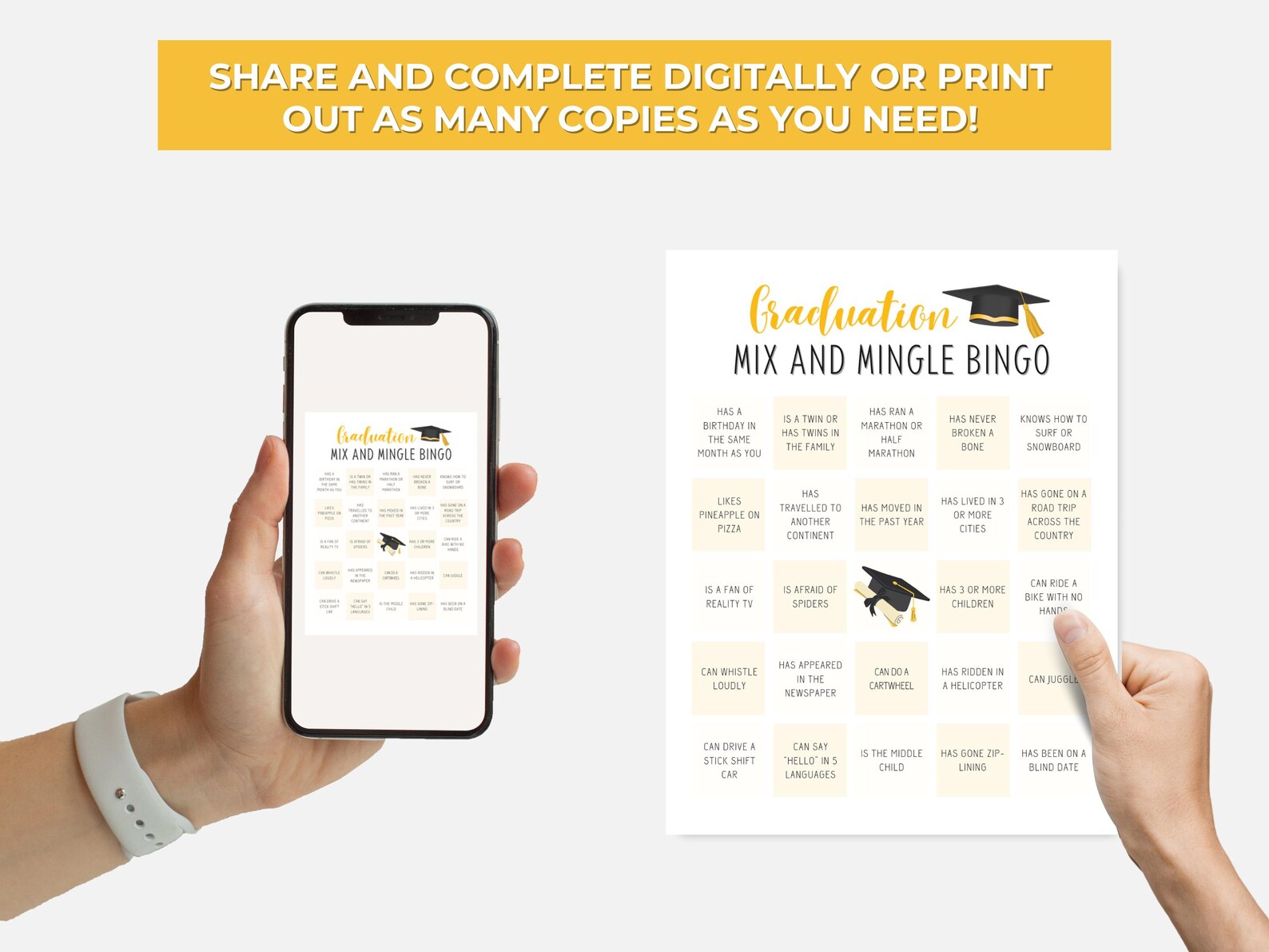 Graduation Bingo, Graduation Activity, Graduate Games, Graduation Party ...