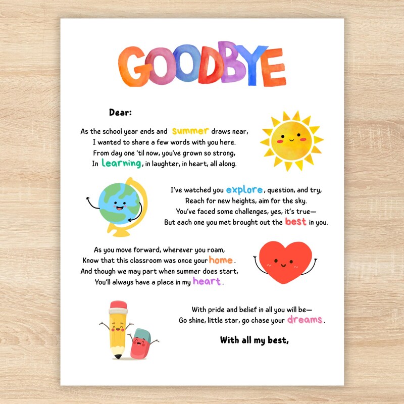 End of Year Class Poem - Etsy
