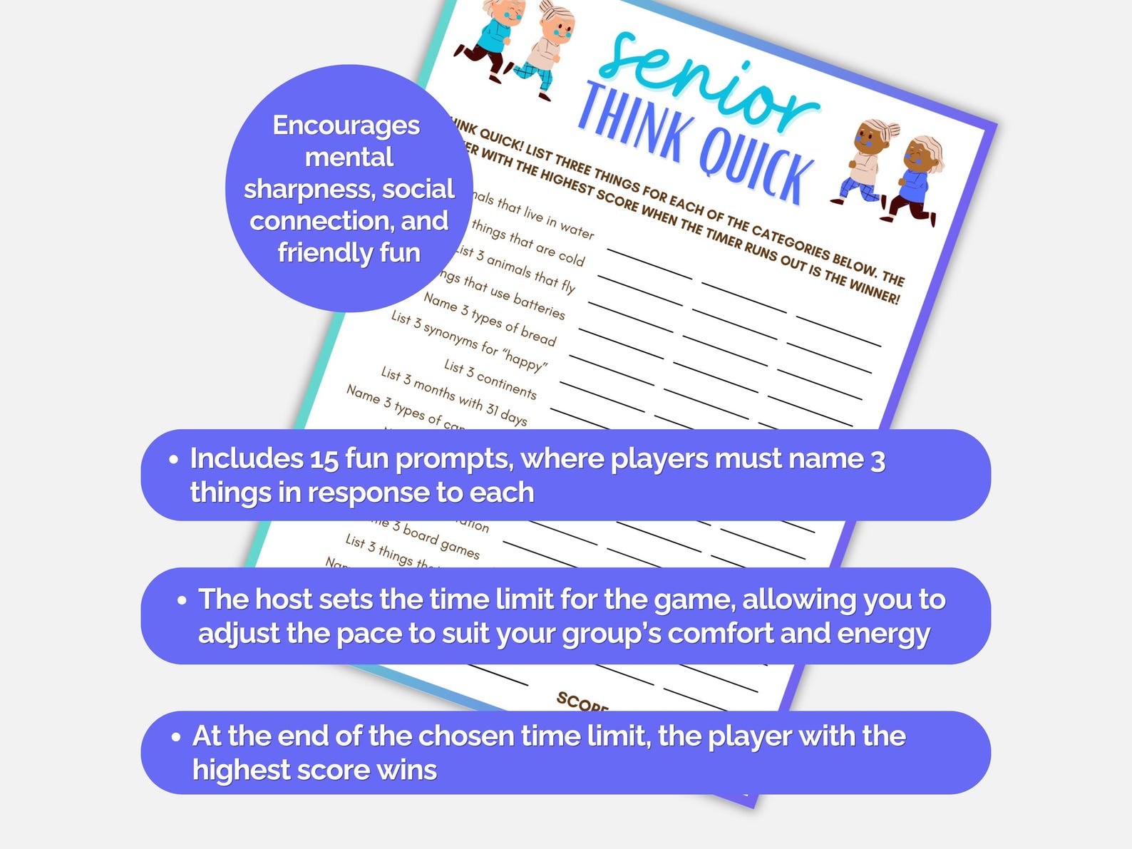 Senior Think Quick Game, Elderly Games, Senior Adult Games, Elderly ...