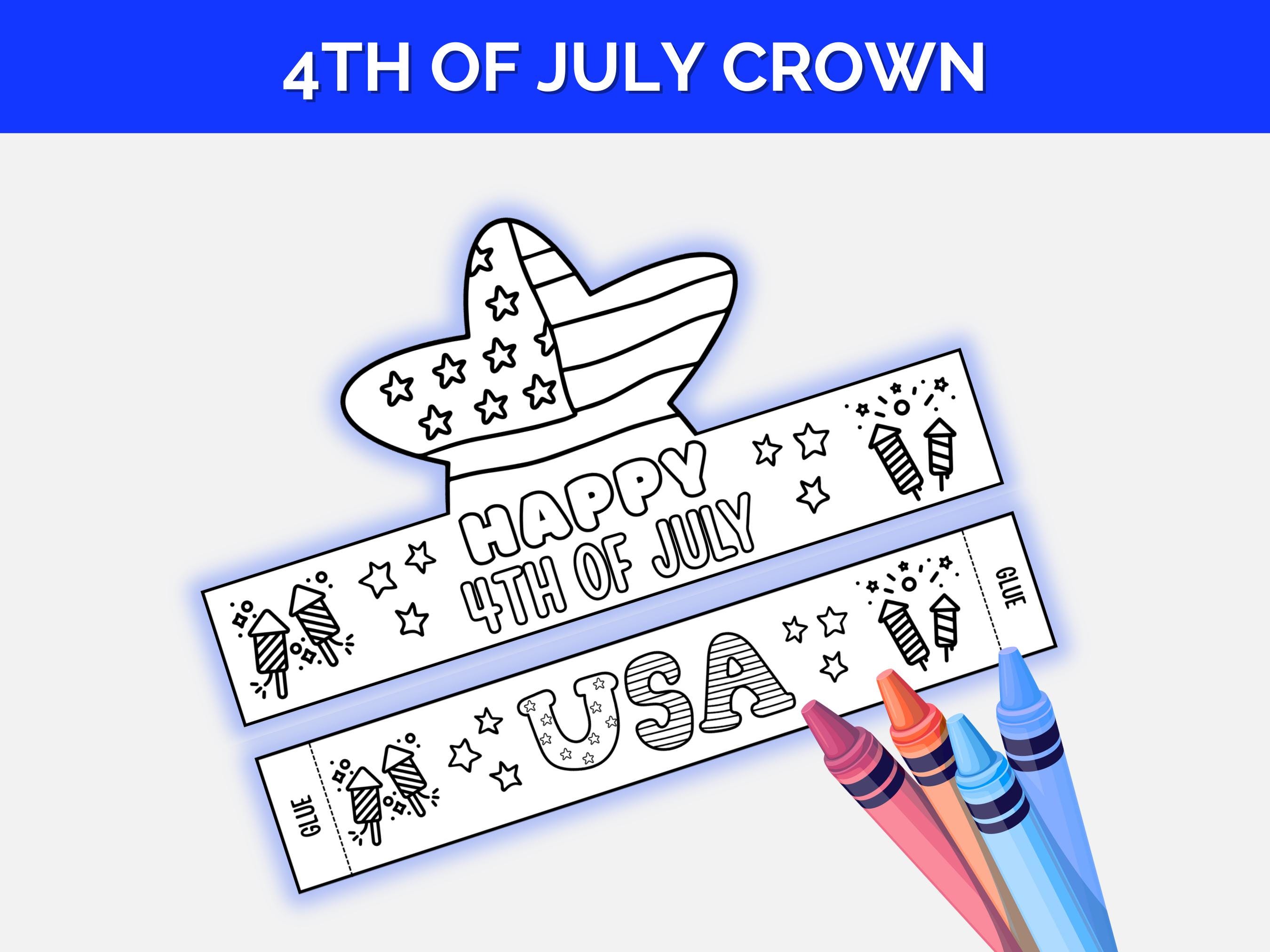 4th of July Coloring Crown, 4th of July Activity, 4th of July Coloring ...