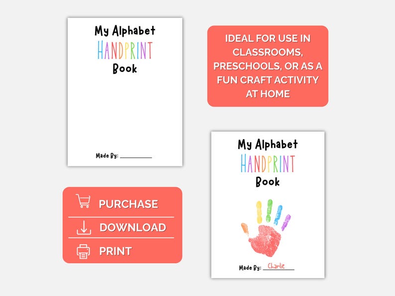 Alphabet Handprint Book, DIY Alphabet Book, ABC Book Template ...