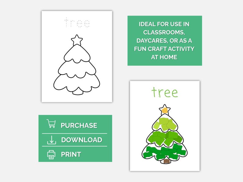 Christmas Torn Paper Craft, Preschool Christmas Craft, Daycare ...