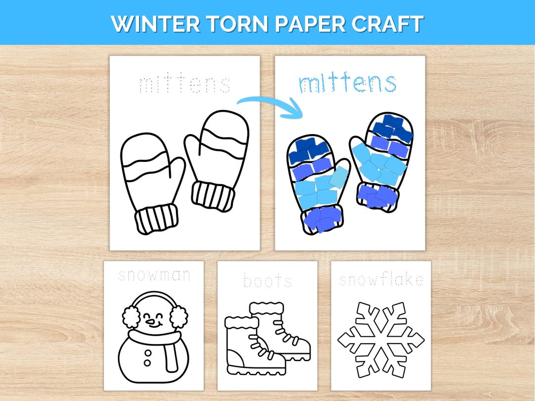 Winter Torn Paper Craft, Preschool Winter Craft, Homeschooling Winter ...