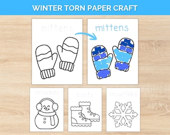 Winter Torn Paper Craft, Preschool Winter Craft, Homeschooling Winter ...