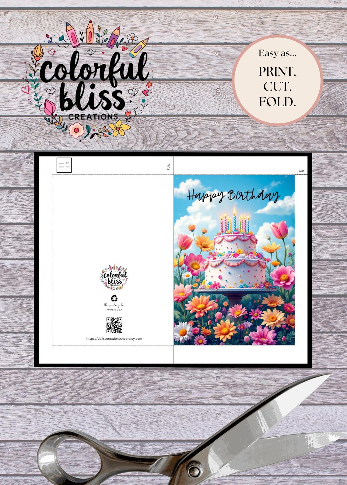 Printable Birthday Cards | Greeting Cards | Blank Inside | Instant ...