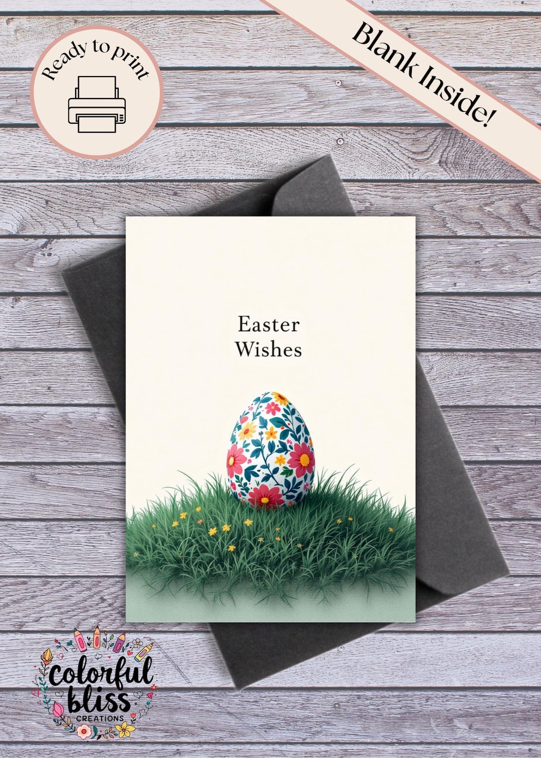 Simple Printable Easter Cards | Easter Greeting Cards | Blank Inside ...