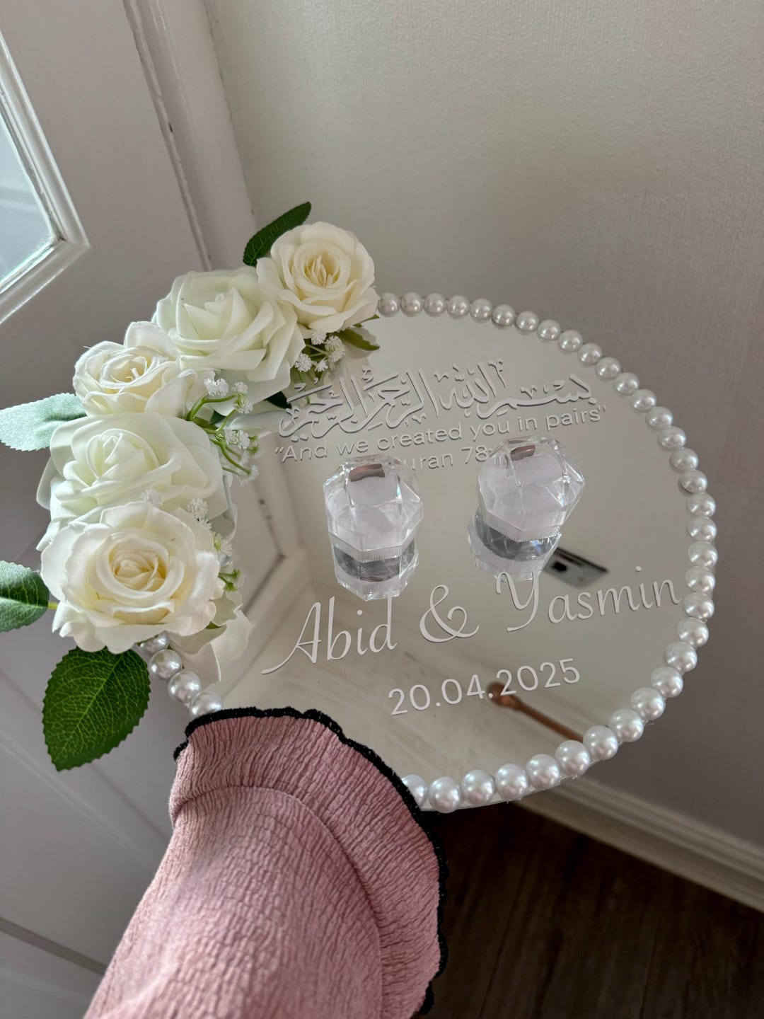 Custom Ring Tray White Nikah Engagement Tray Mirror Nikkah Tray Ring ...