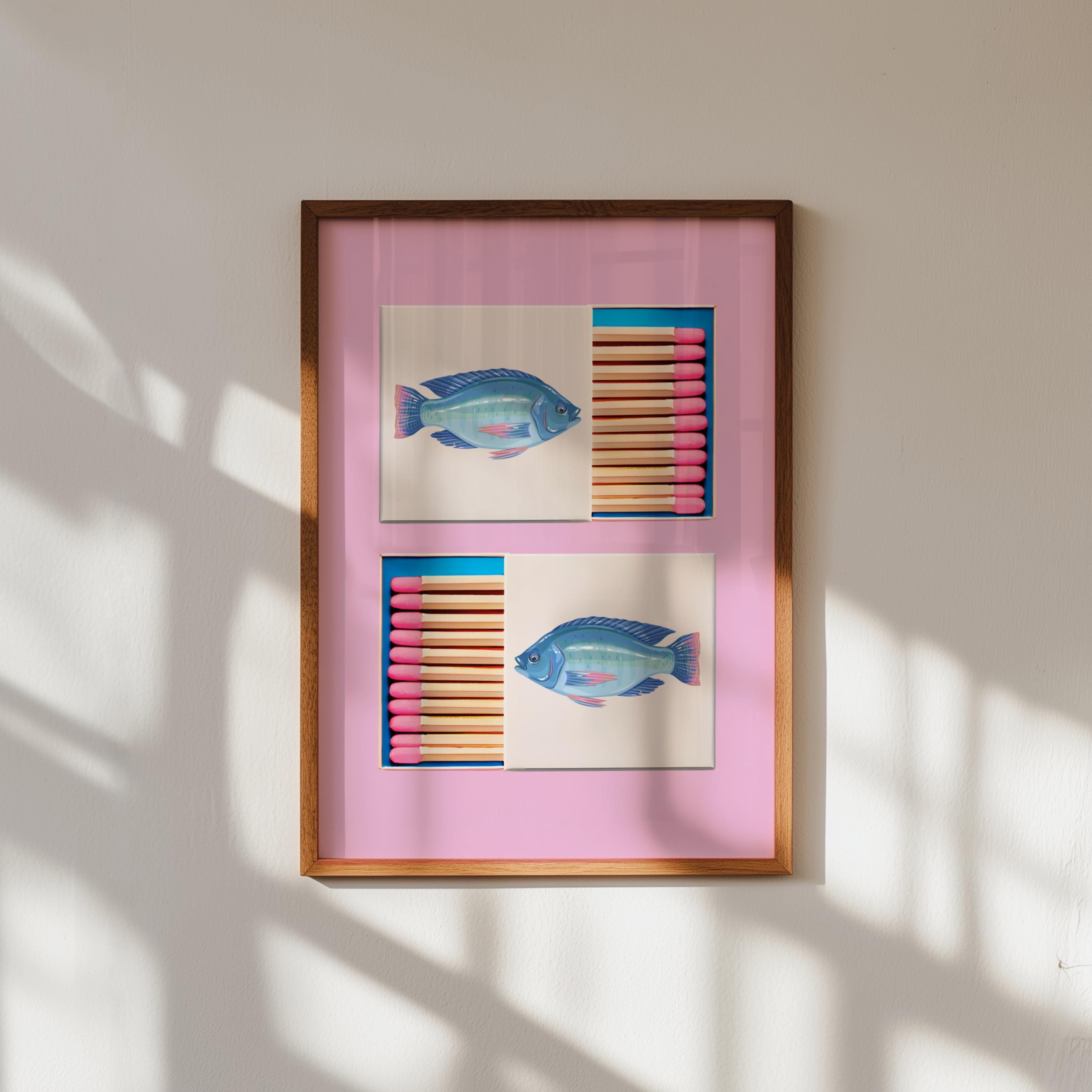 Vintage-inspired Matchbox Fish Print, Coastal Wall Art, Nautical Home ...