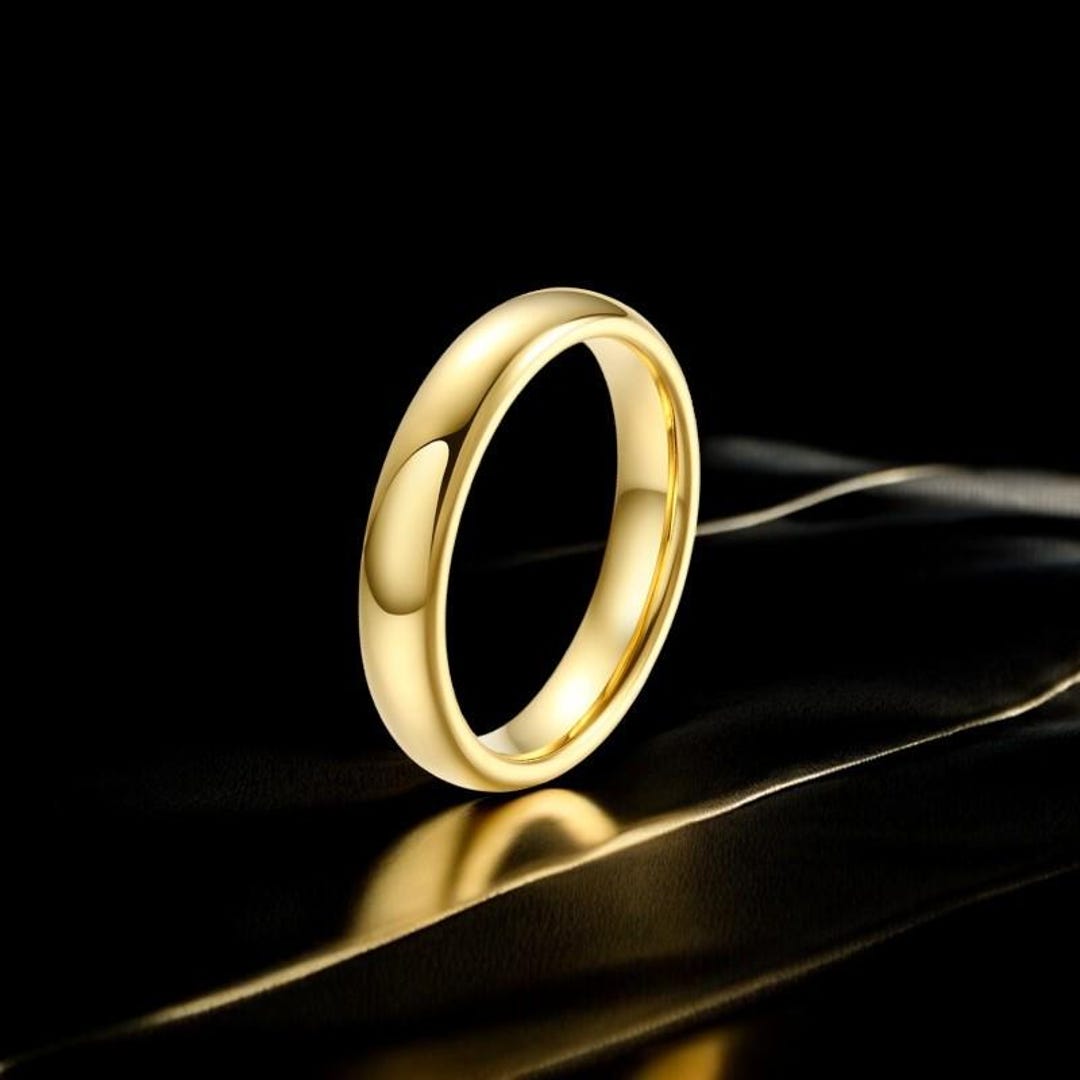 Men's Gold Wedding Ring | Men's Gold Tungsten Wedding Band | Men's Rose ...