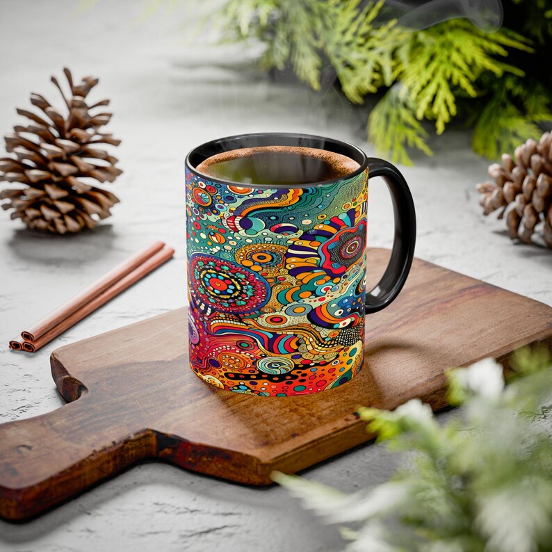 Colorful Psychedelic Mug - Vibrant Coffee Cup for Art Lovers, Unique ...