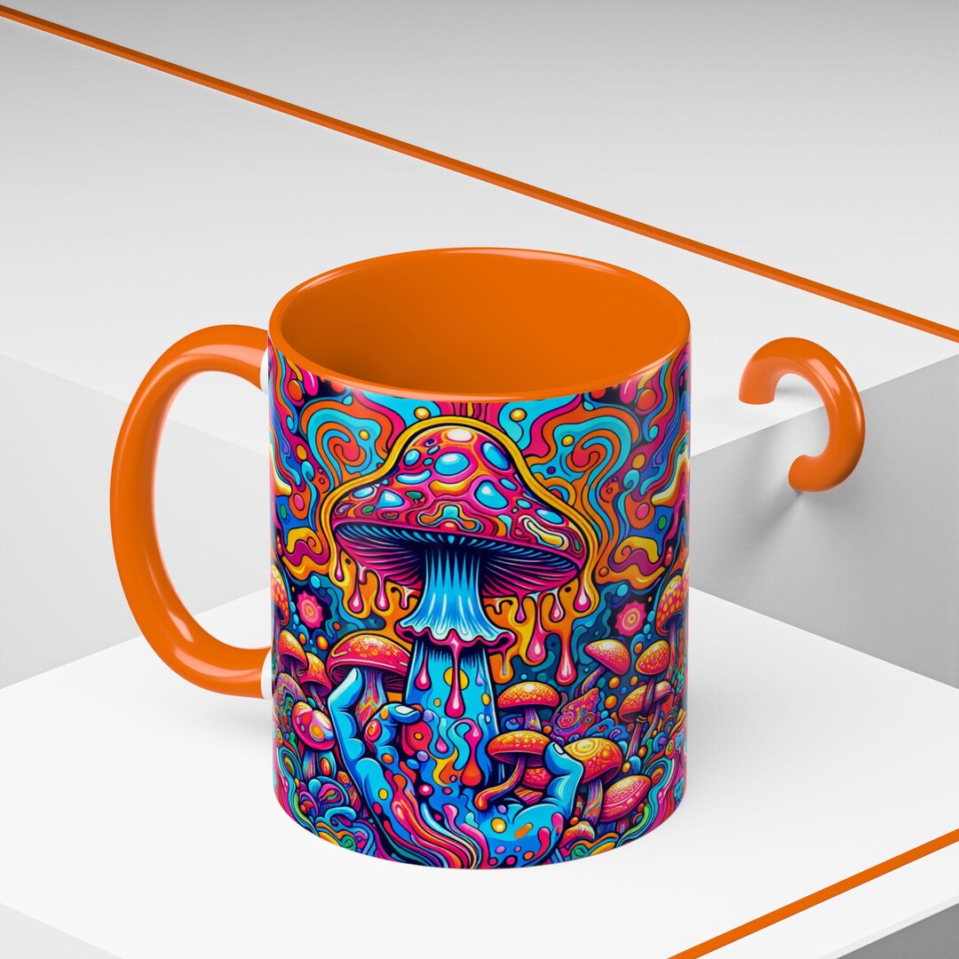 Psychedelic Mushroom Coffee Mug, Colorful Tea Cup, Vibrant Gift for ...