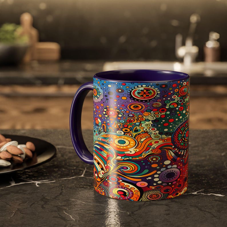 Colorful Psychedelic Mug - Vibrant Coffee Cup for Art Lovers, Unique ...