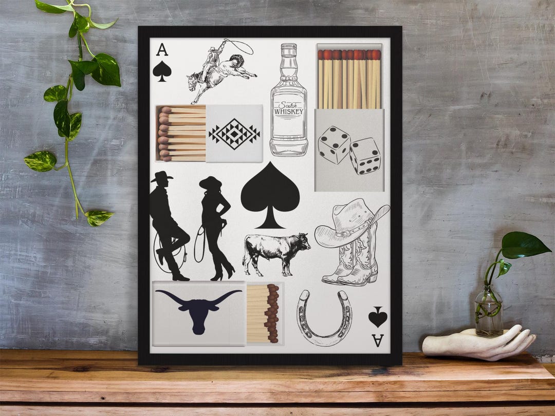 Cowboy Matchbox Poster, Western Matchbox Print, Vintage Matchbox Print ...