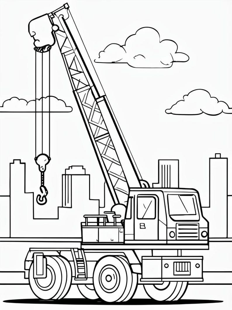 Construction Vehichles Coloring Pages for Kids - Etsy