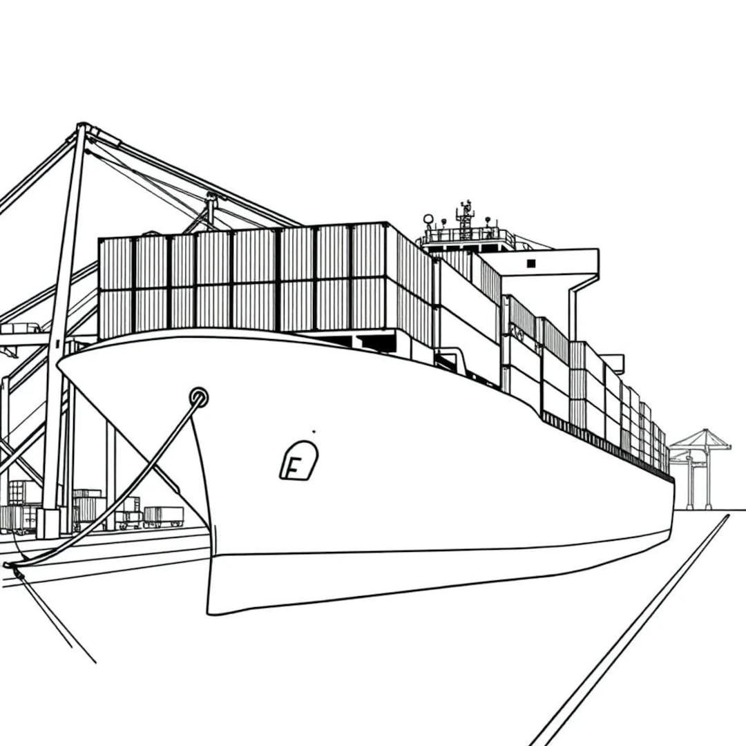Container Ships Coloring Pages - Etsy