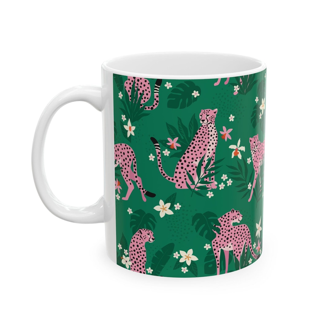 Bright Bold Colourful Cheetah Ceramic Mug, 11oz - Animal Print Tea Cup ...