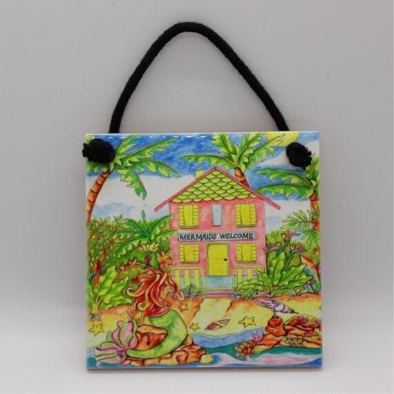 Mermaids Welcome Ceramic Tile | Etsy