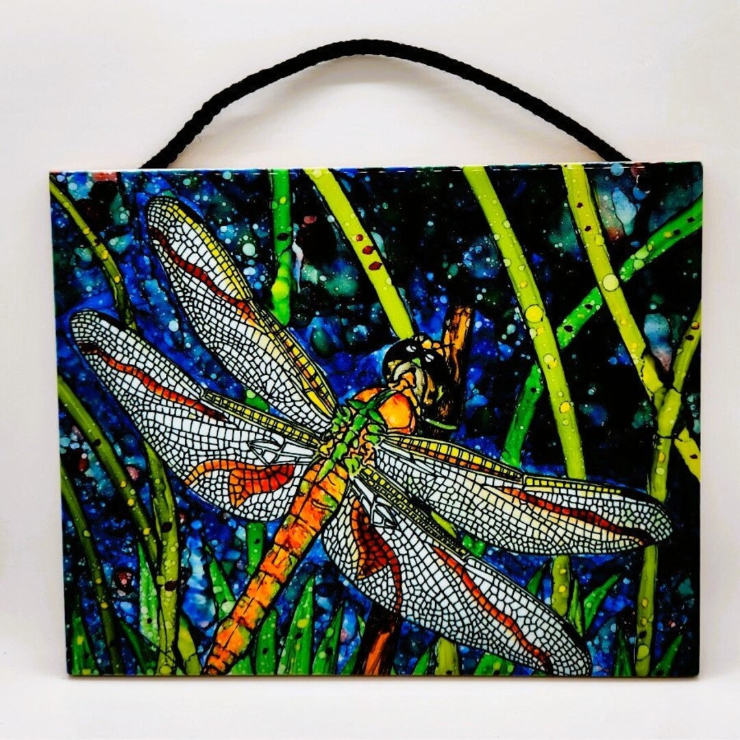 Dragonfly Ceramic Tile - Etsy
