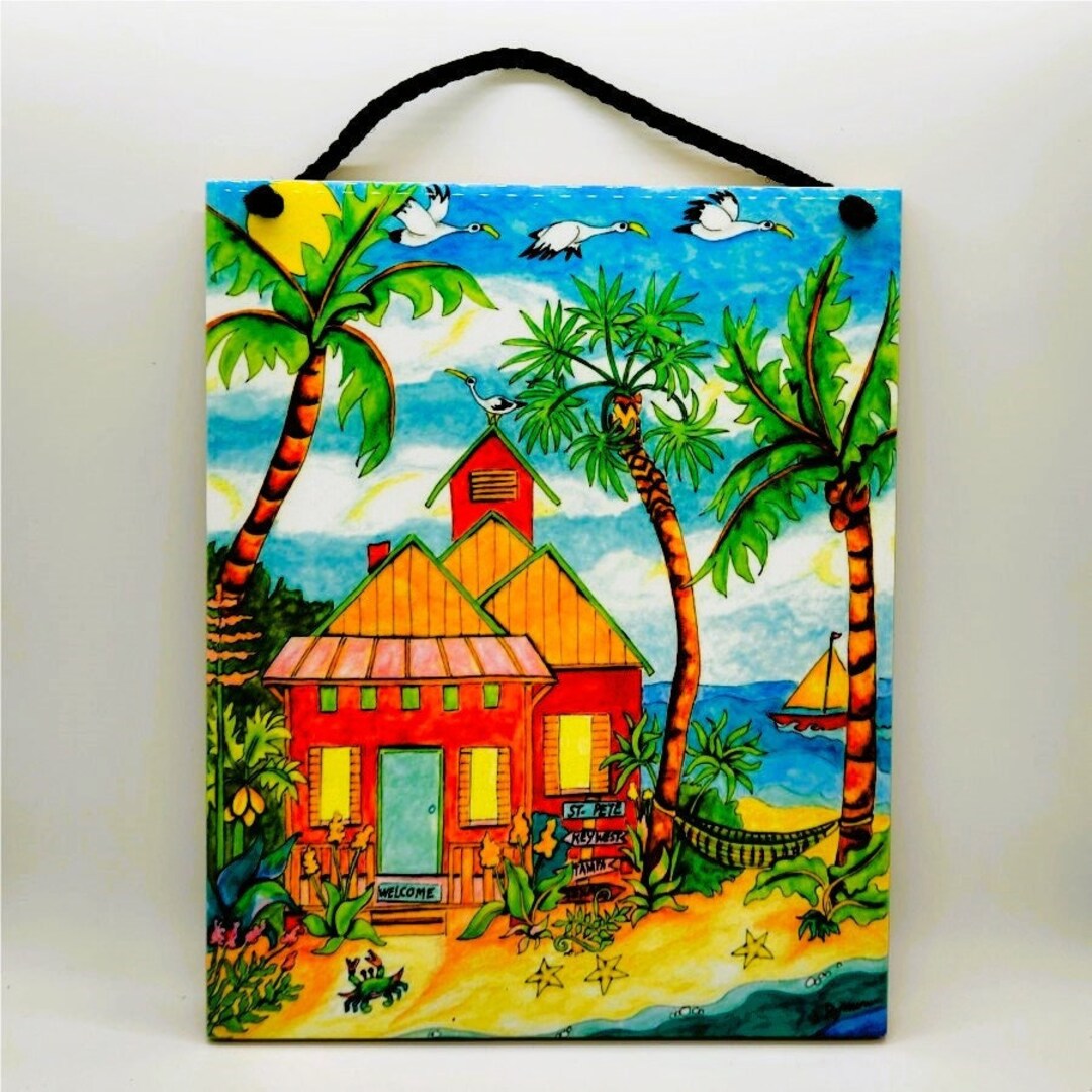 Beach Cottage Welcome Ceramic Tile - Etsy