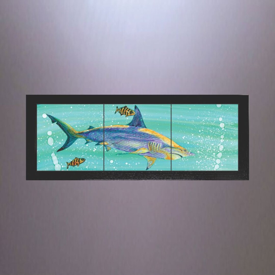 Framed Great White Shark Tile Mural - Etsy
