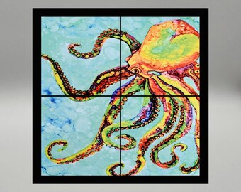 Tile Mural/mosaic Ceramic Panel of Octopus Underwater World Wall Art ...