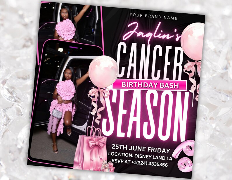 Cancer Season Party Flyer, Birthday Szn Flyer, Cancer Invitation Flyer ...