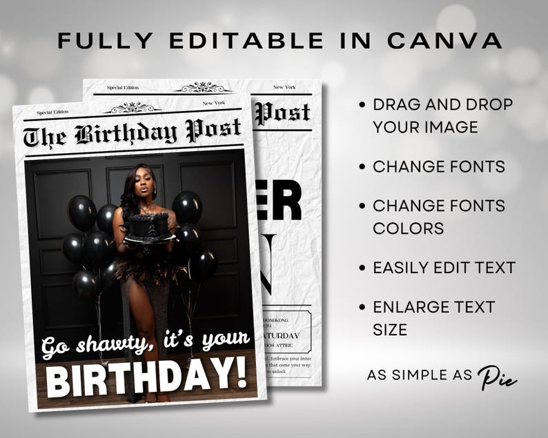 Birthday Newspaper Canva Template, Birthday Newspaper Template ...