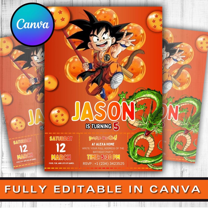 Dragon Ball a Invitations - Etsy