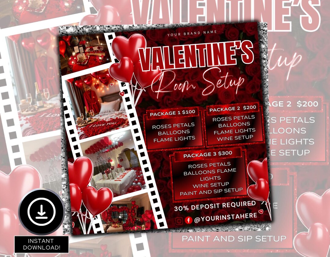 Valentine Room Setup Flyer, Valentine Booking Flyer, February Flyer ...