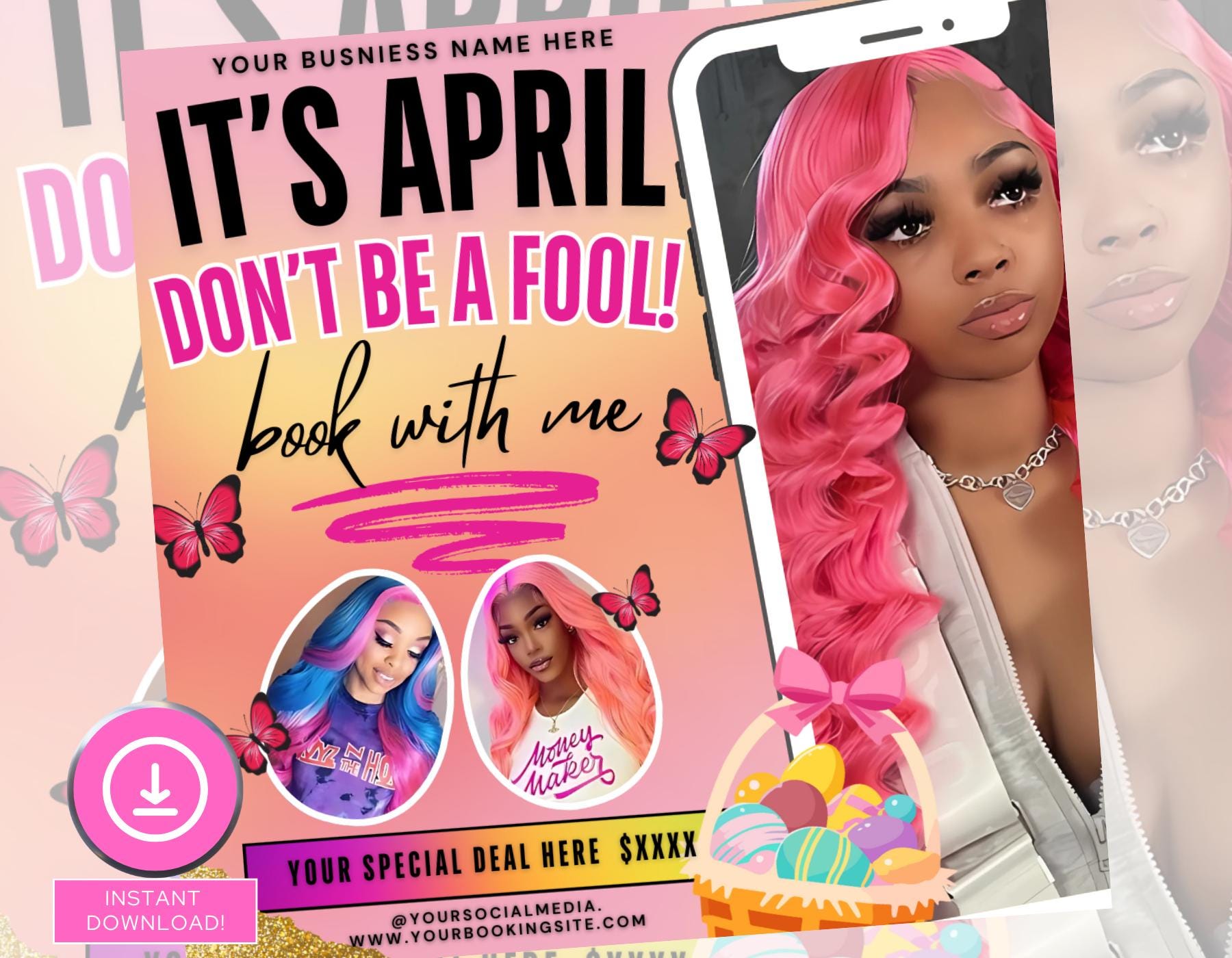 April Booking Flyer DIY Template, April Flyer, DIY Canva Template for ...