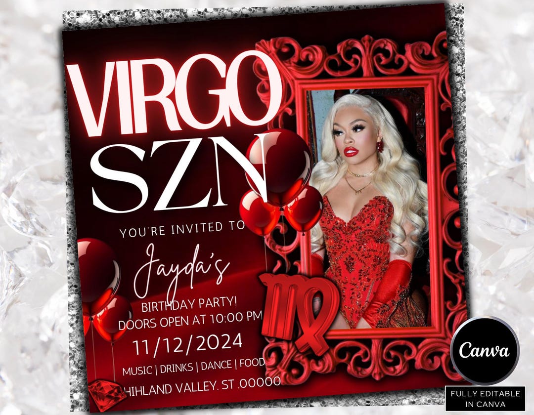 Red Virgo Birthday Flyer, Virgo Szn Flyer, Virgo Invitation Flyer ...